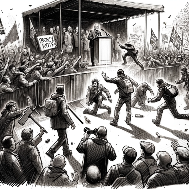 Protestors Shoved Out of Venue by "Enthusiastic" Trump Supporters